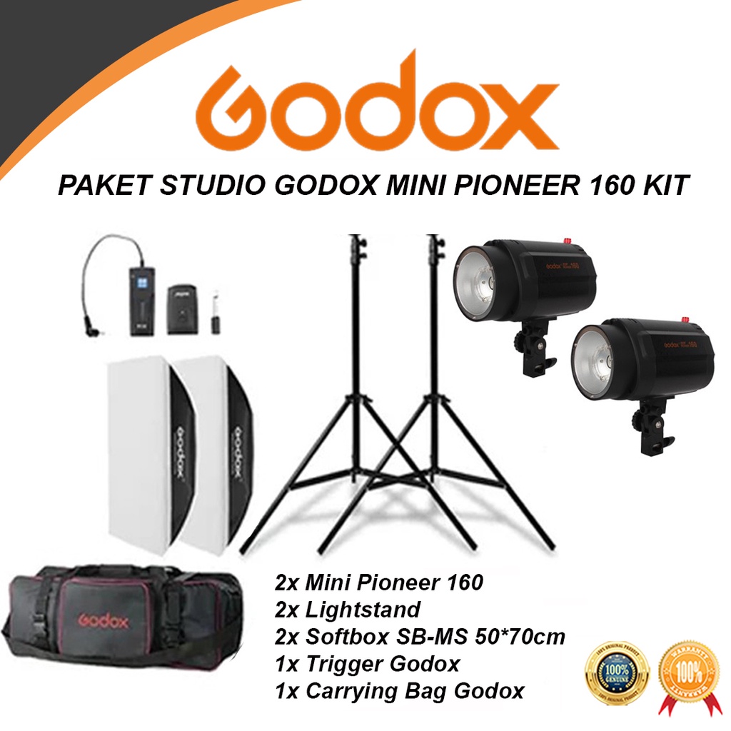 PAKET FLASH LAMPU STUDIO GODOX MINI PIONEER 160 KIT FREE LIGHT STAND | Lazada Indonesia