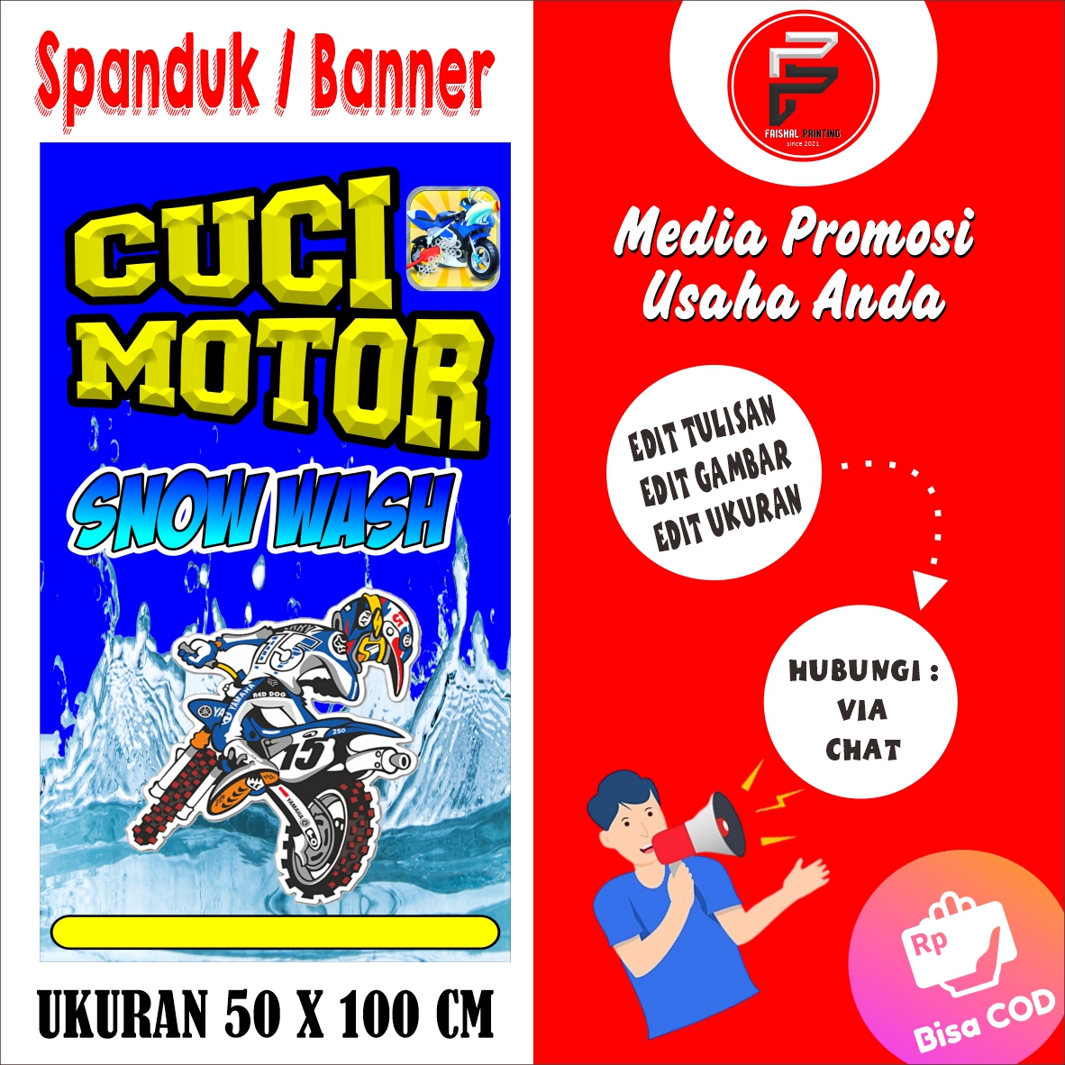 Banner Cuci Motor / Spanduk Steam Motor / Banner Ukuran 50 x 100 cm ...