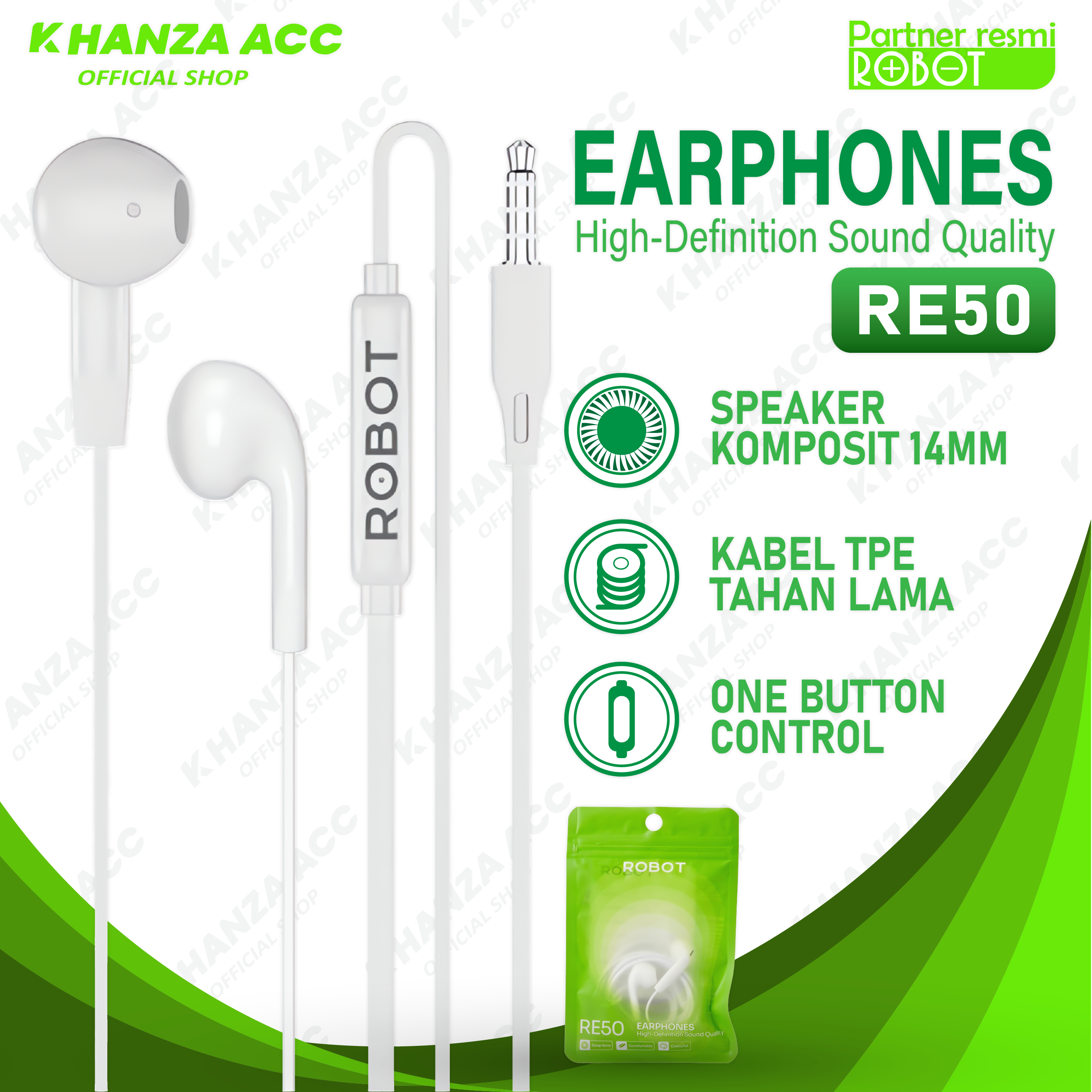 ROBOT RE50 Earphone In Ear Wired Earphone Termurah | Lazada Indonesia