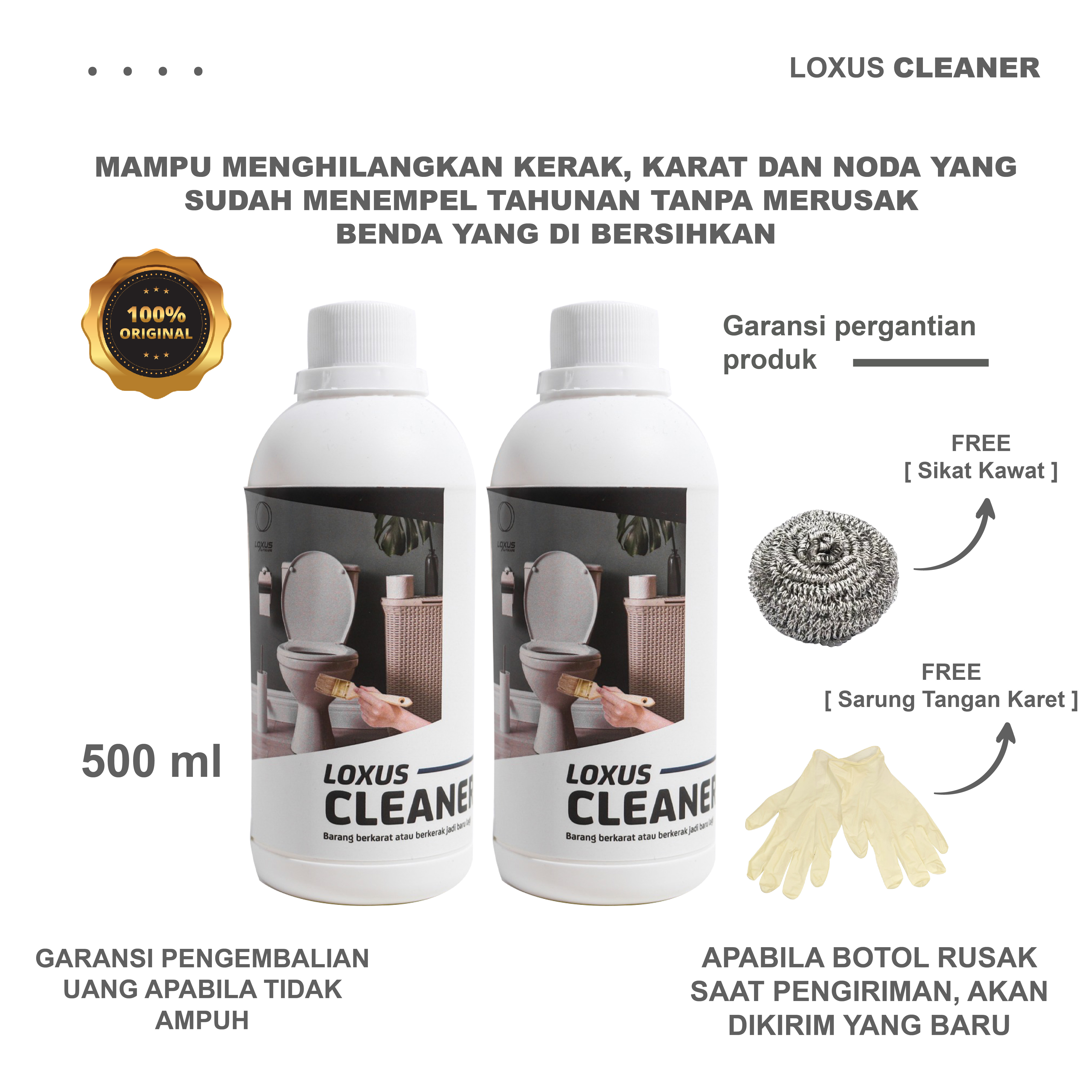 Loxus Cleaner 2pcs Pembersih Kerak Toilet Kamar Mandi Stainless Shower ...