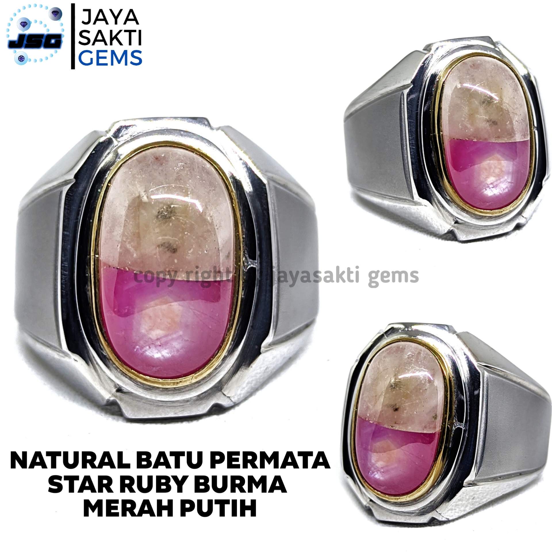 Natural Batu Permata Star Ruby Burma Merah Putih Mewah SRB02 | Lazada ...