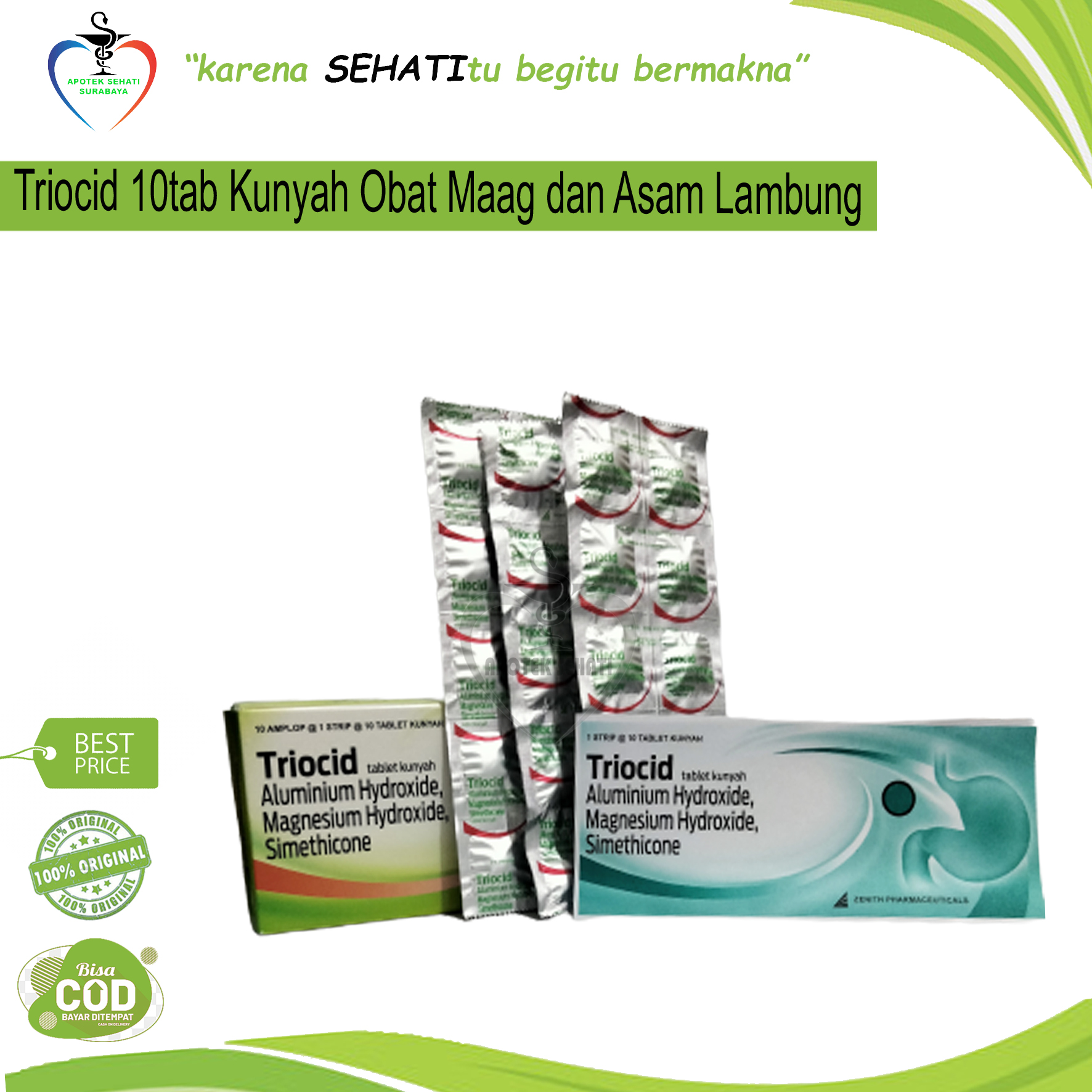 TRIOCID TABLET OBAT MAAG LAMBUNG PER STRIP ISI 10 TABLET | Lazada Indonesia