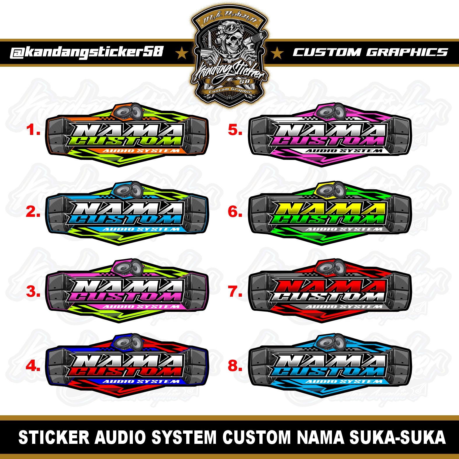 Stiker AUDIO SOUND SYSTEM Custom Satuan Nama Suka Suka Sticker Custom ...
