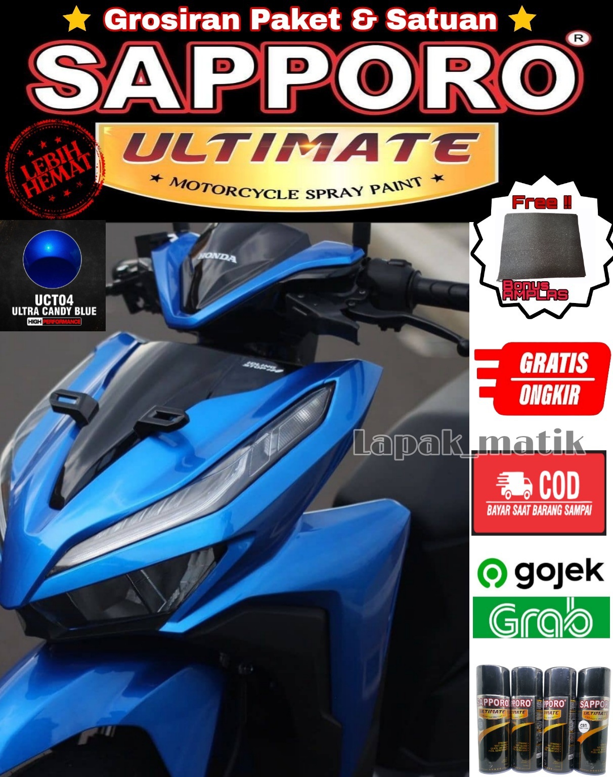 SAPPORO ULTIMATE UCT04 ULTRA CANDY BLUE BIRU CANDY / CAT SPRAY SEMPROT ...