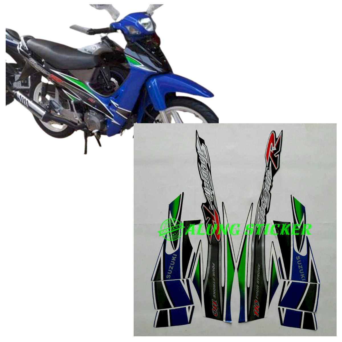 STIKER STRIPING LIS LES BODY MOTOR SUZUKI SHOGUN 110R TAHUN 2003 WARNA ...