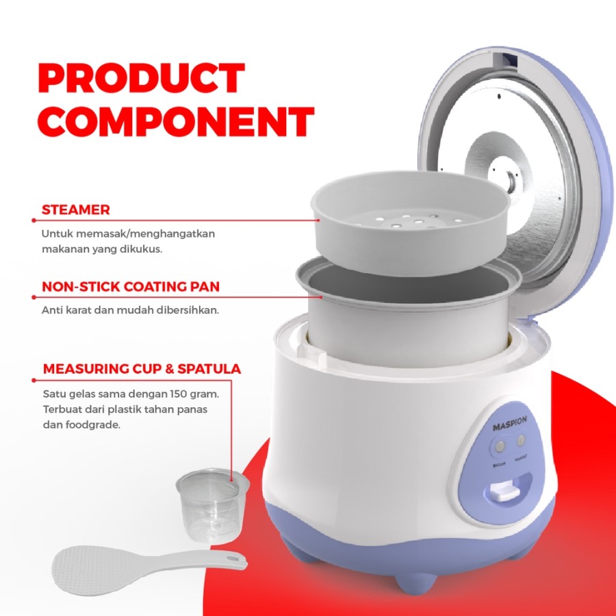 Maspion Rice Cooker Com EX-0618 ( 0,8 ) Liter Penanak Nasi Magic com ...