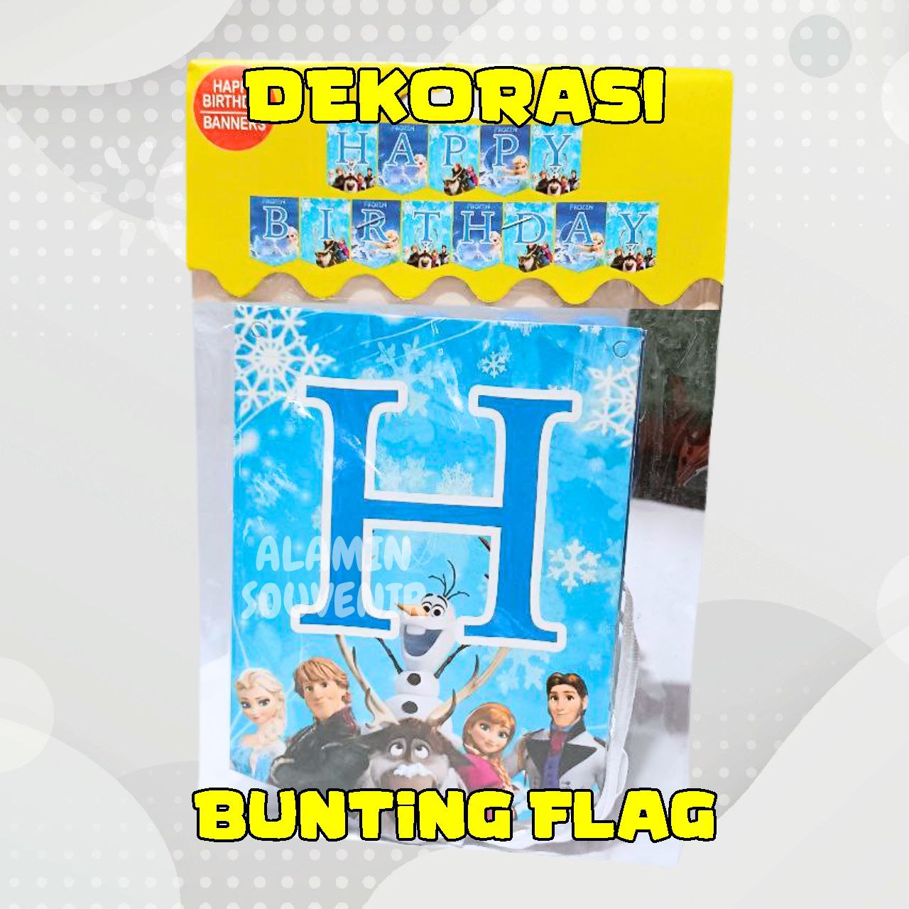 Banner Bunting Flag Frozen HBD Ulang Tahun Anak Cewek Anna Elsa Happy ...