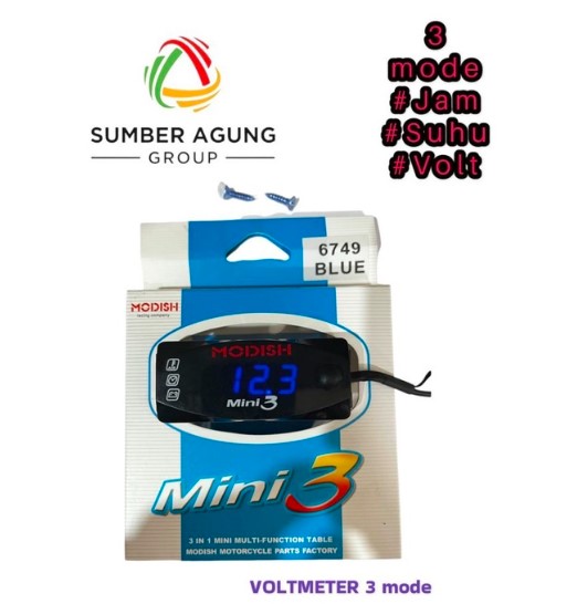VOLT METER VOLTMETER LED DIGITAL ANTI AIR 3 MODE DAN 1MODE JAM AMPERE ...