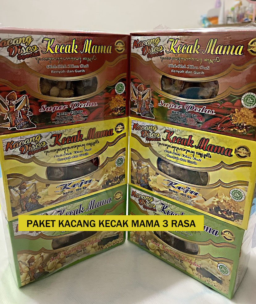 kacang disco kecak mama isi paket 3rasa kacang disco asli bali kacang 3 ...