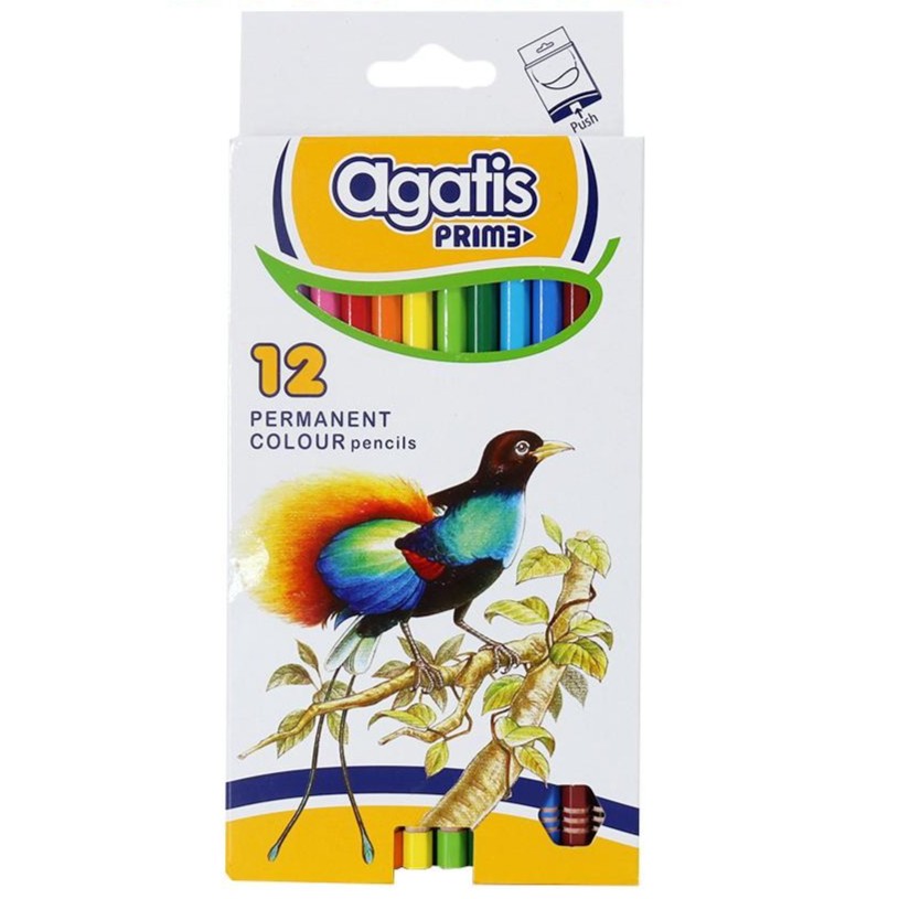 Pensil Warna AGATIS PRIME Permanent Color 12 Warna Panjang | Lazada ...