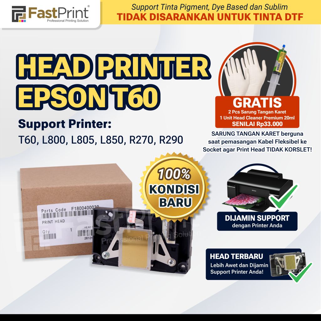 Head Printer Epson T60 L800 L805 L850 R290 | Lazada Indonesia