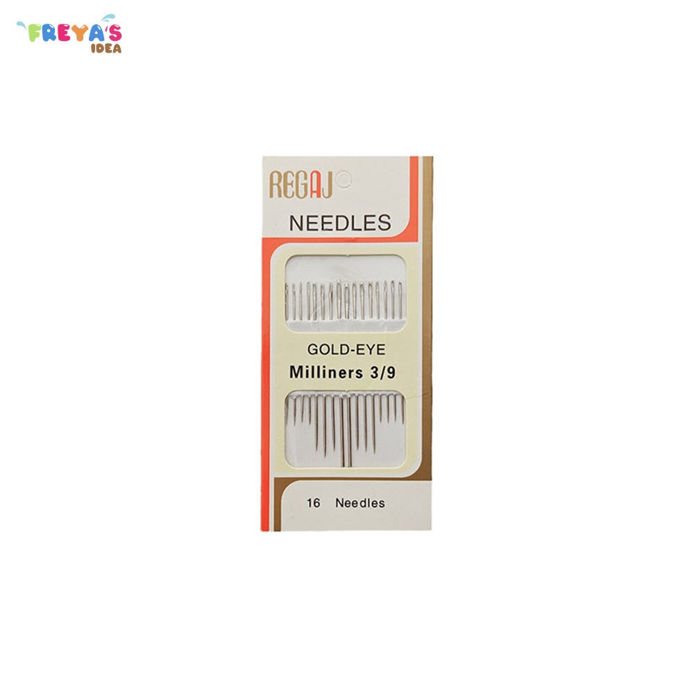 FR-C1005 Jarum Jahit Tangan Isi 16 Gold Eye Milliners 3/9 Needles ...
