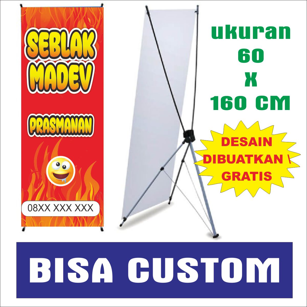 Standing Banner Custom Tiang X-Y Banner Bisa Custom dan Free Desain ...