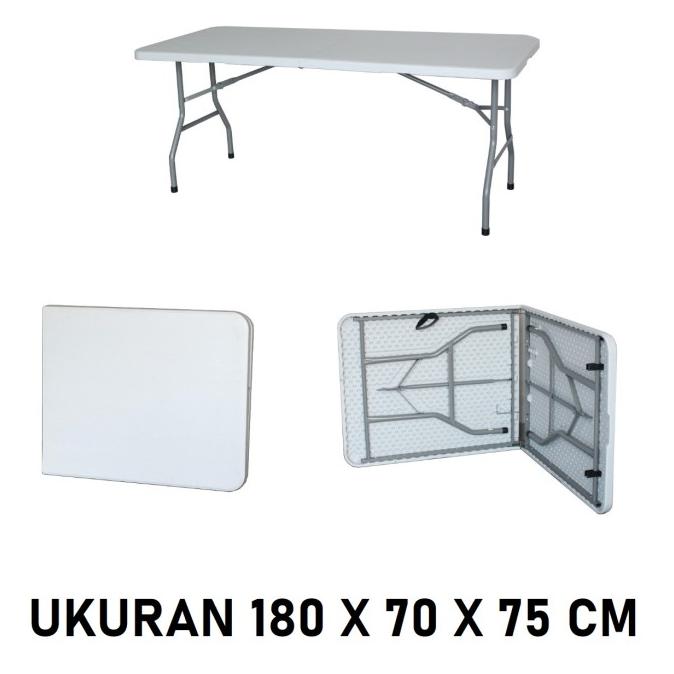 Meja Lipat Kotak Bulat Plastik Fiber Rapat Banquet Makan Cafe Piknik ...