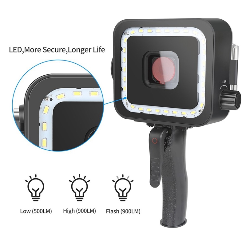 SHOOT 40M 900LM Underwater LED Video Light for GoPro Hero 7 6 5 Black ...
