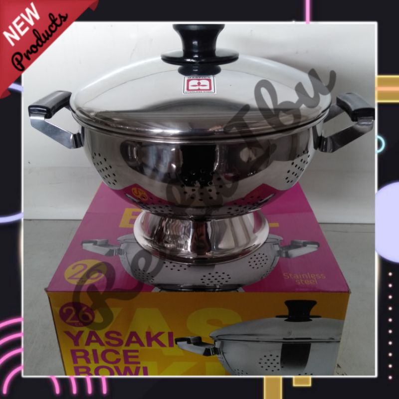 Tempat nasi sangku nasi bakul wakul nasi stainless steel tebal 22 cm 24 ...
