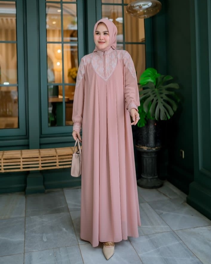 T & M-gamis terbaru 2024 kekinian-outfit lebaran 2024-belvana dress ...