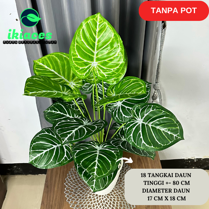 DAUN AGLONEMA ARTIFISIAL POHON MONSTERA PLASTIK BUNGA POT HIAS TANAMAN ...