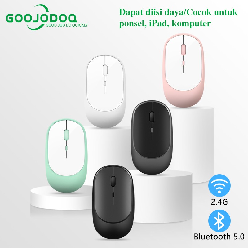 GOOJODOQ Mouse Wireless Bluetooth 2 In 1, Mouse Portabel Ultra-tipis ...