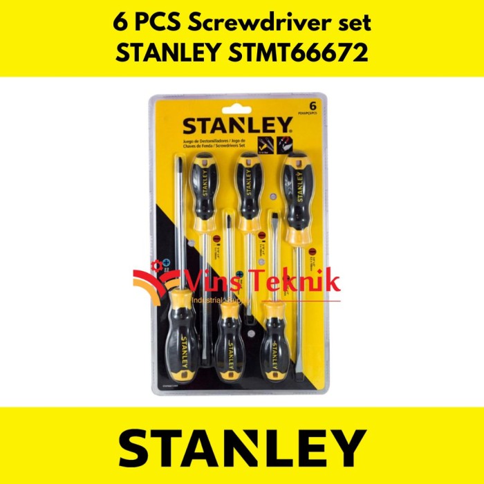 Obeng Plus Minus 6 Pcs Set Stanley STMT66672 Cushion Grip S/Driver Set ...
