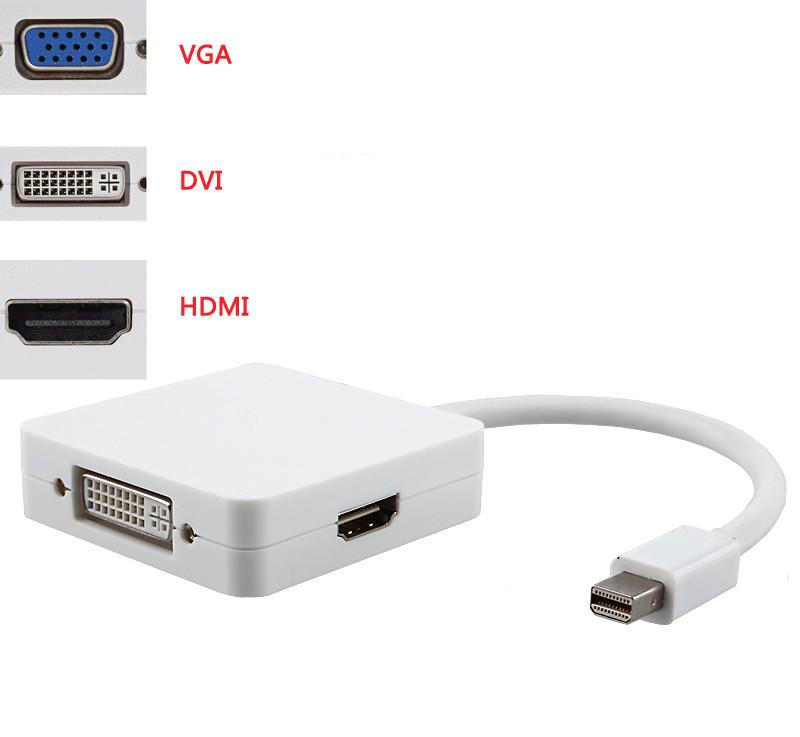 Colokan Adapter 3 in 1 Mini Display Port to HDMI VGA DVI Adapter Warna ...