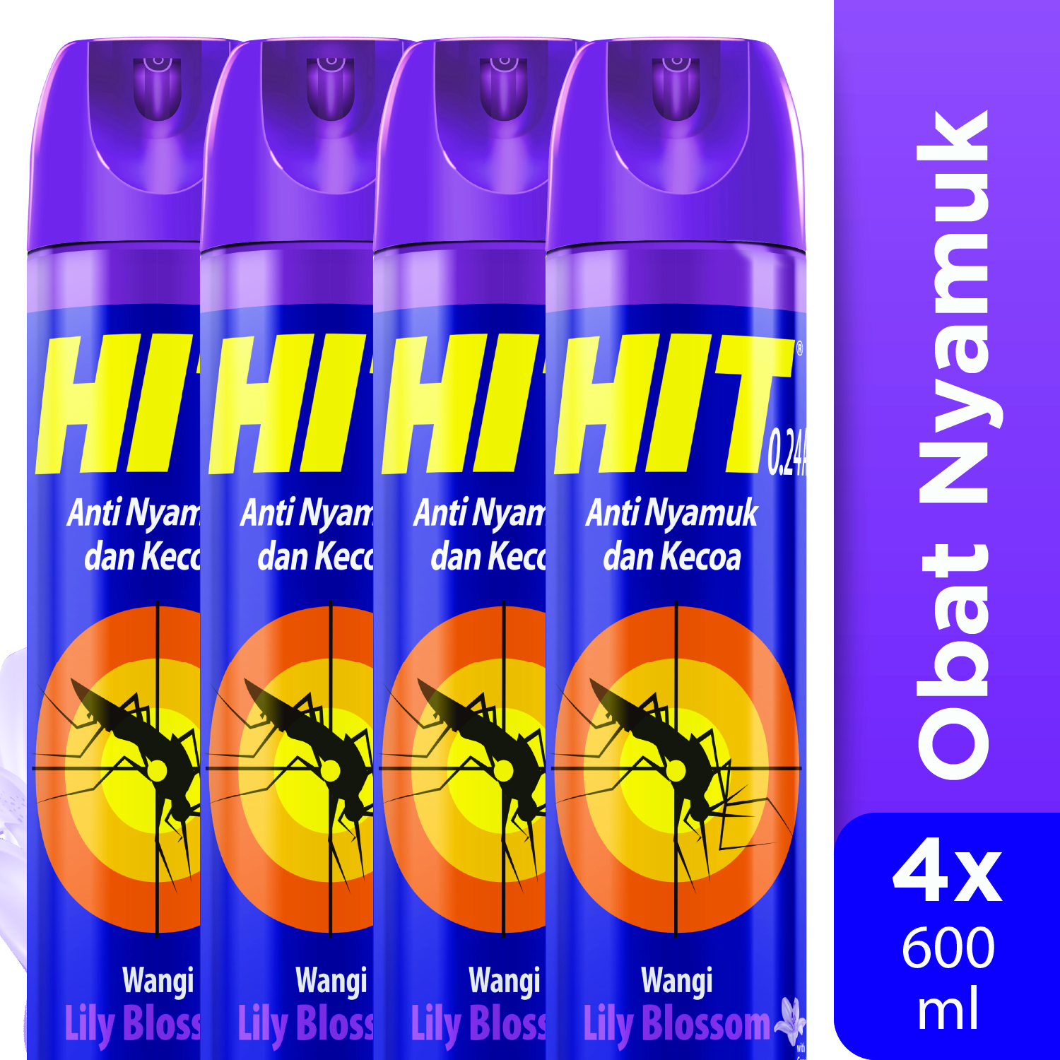 [Paket isi 4] Hit Aerosol Lily Blossom 600 ml - Obat Nyamuk Semprot ...