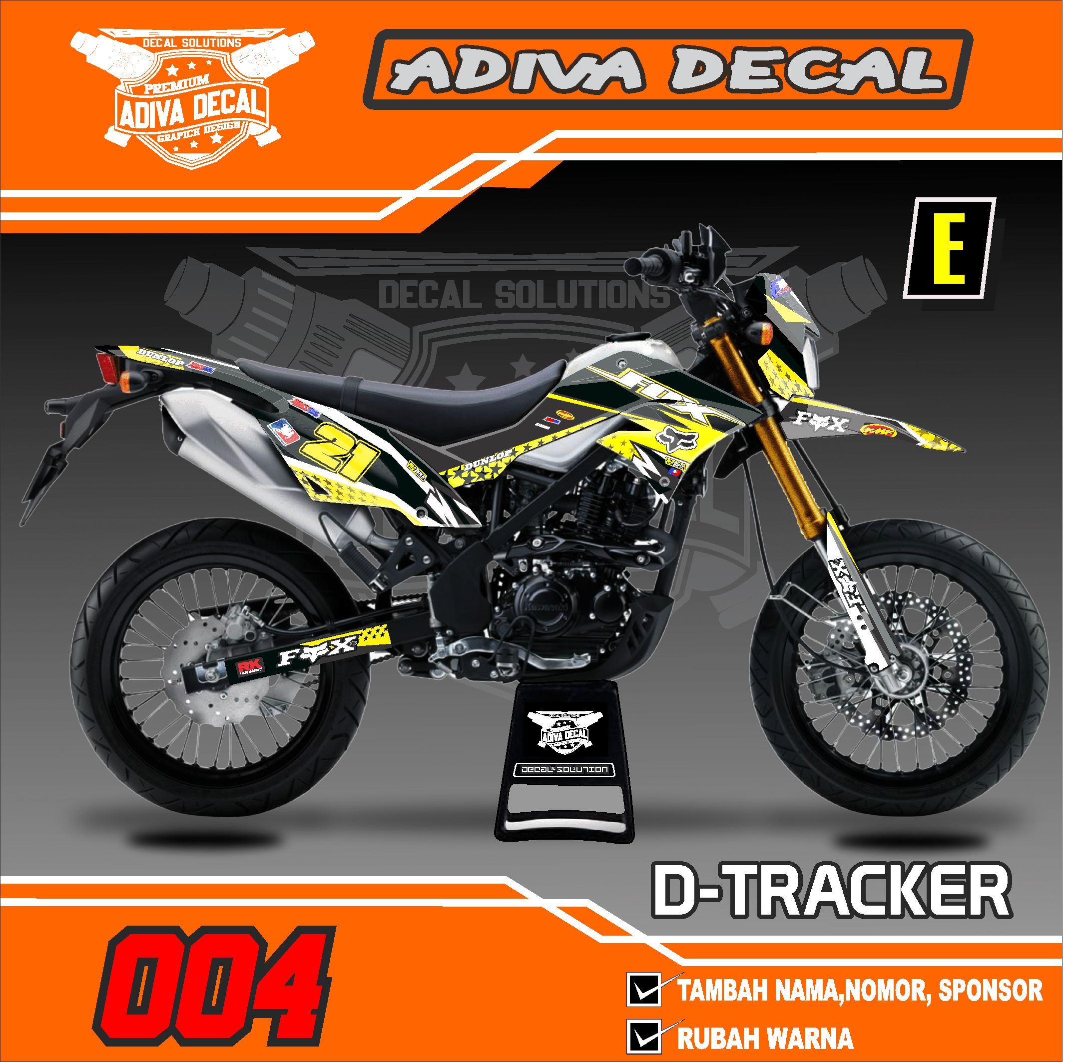 Decal D-TRACKER 150 L Fullbody Trail supermoto-Dekal stiker Variasi ...