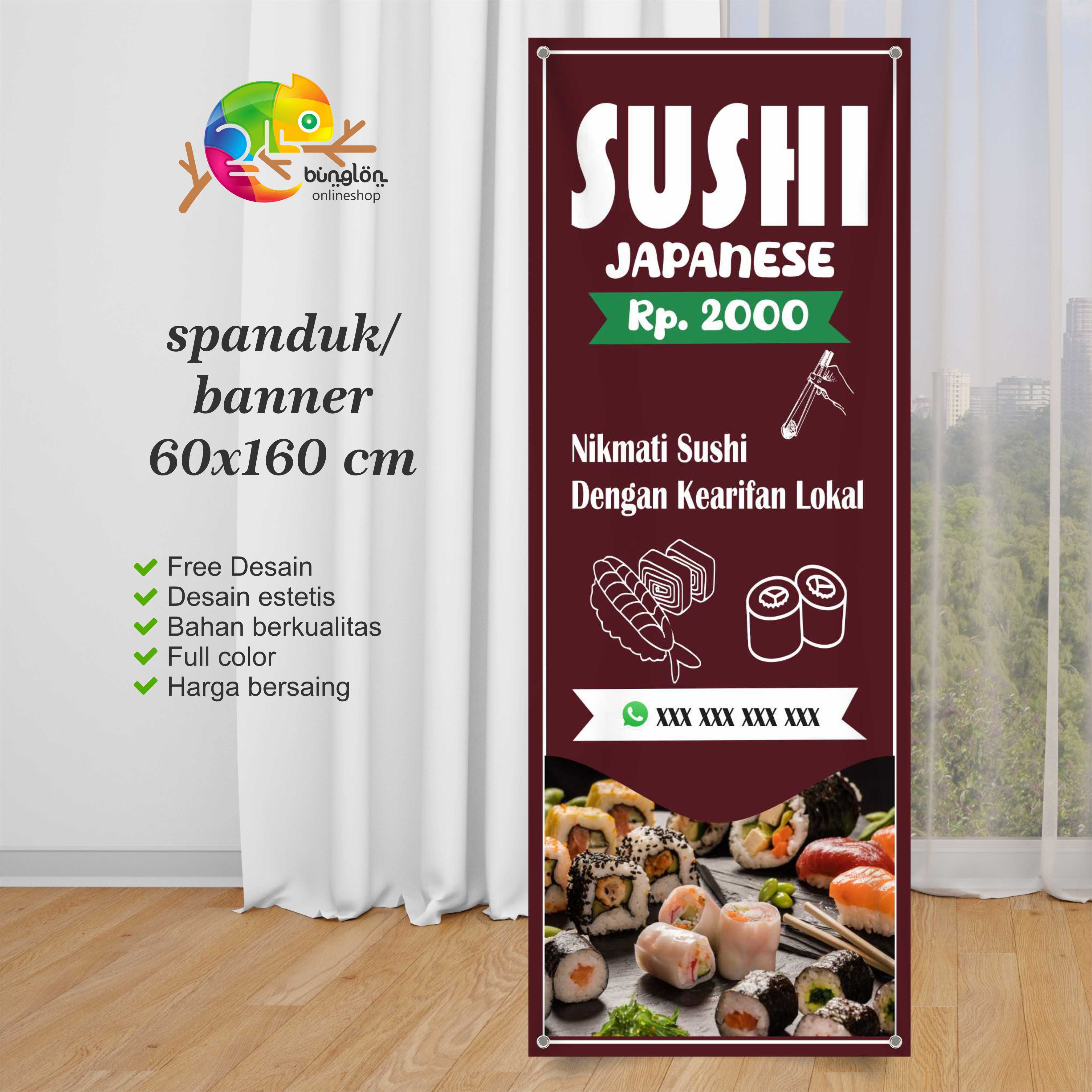 Spanduk Banner 60x160 Sushi Japanes Merah Reques Desain | Lazada Indonesia
