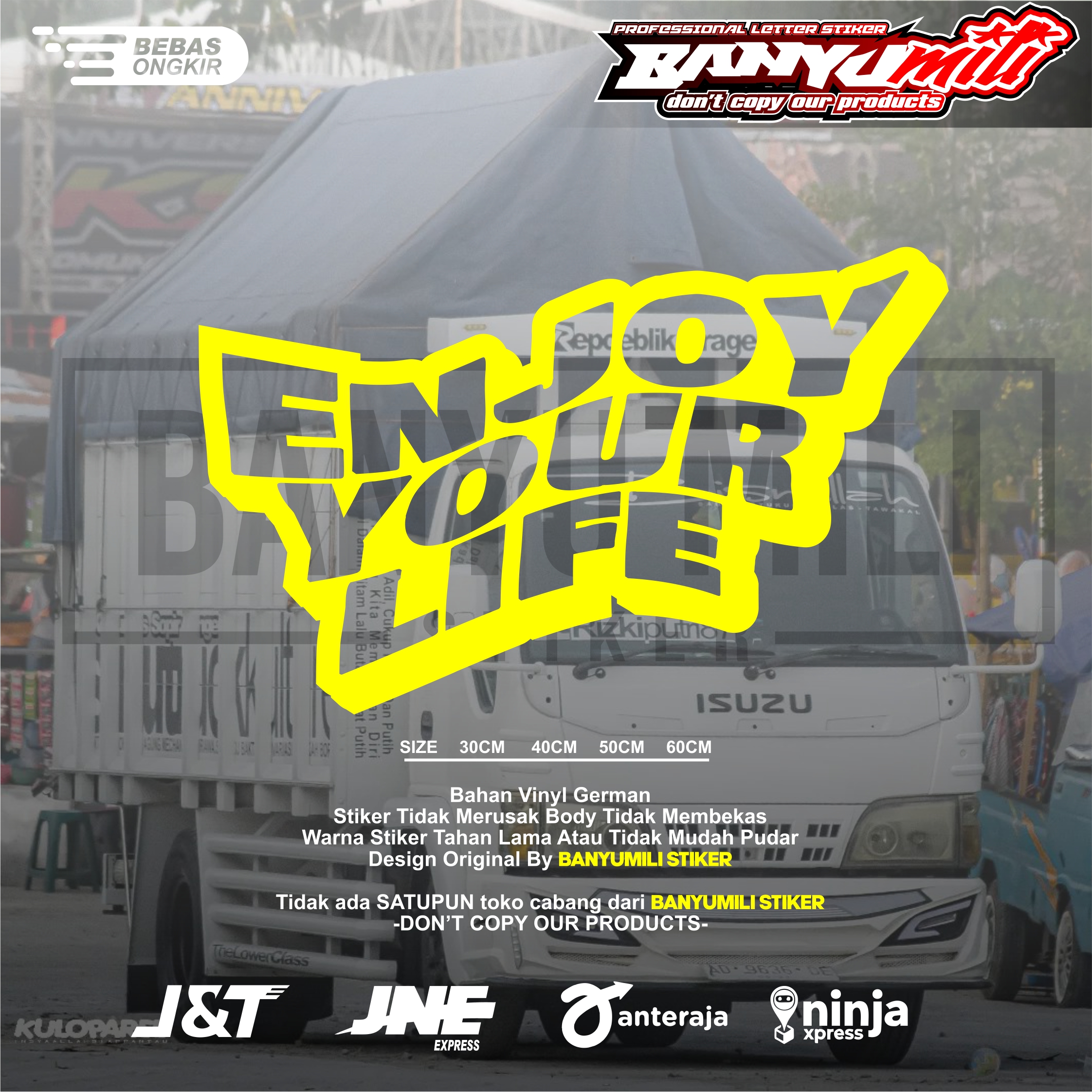 Stiker truk enjoy your life cutting stiker variasi kaca mobil pickup ...