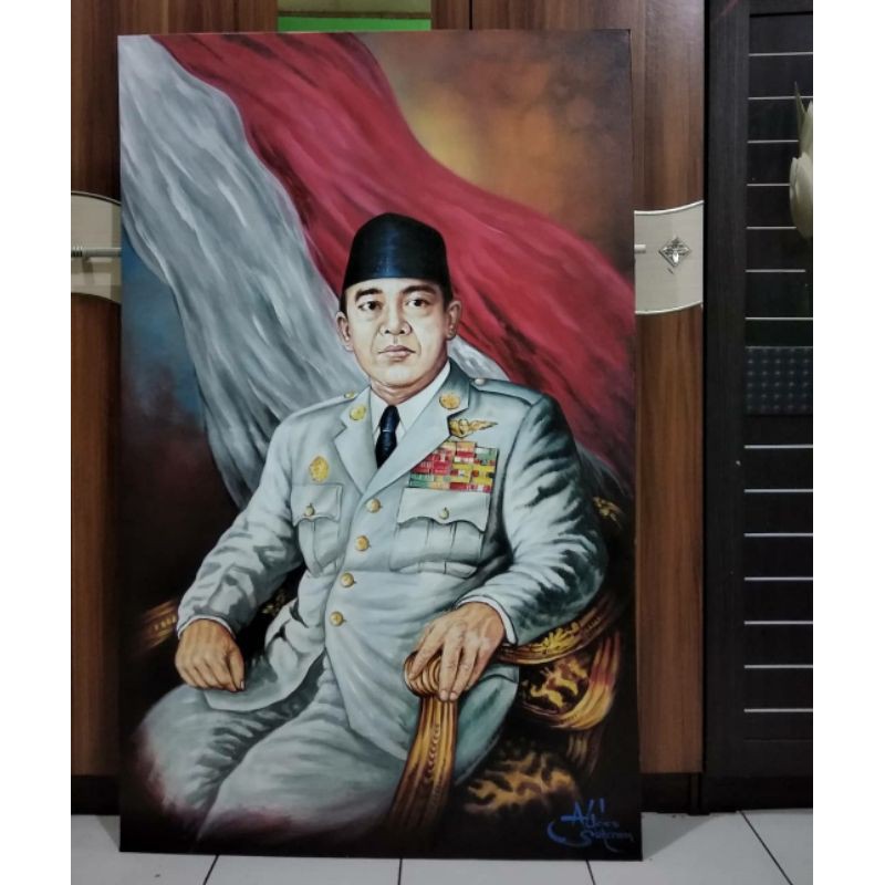 lukisan cetak Ir soekarno plus Bingkai ukuran 65×45 | Lazada Indonesia