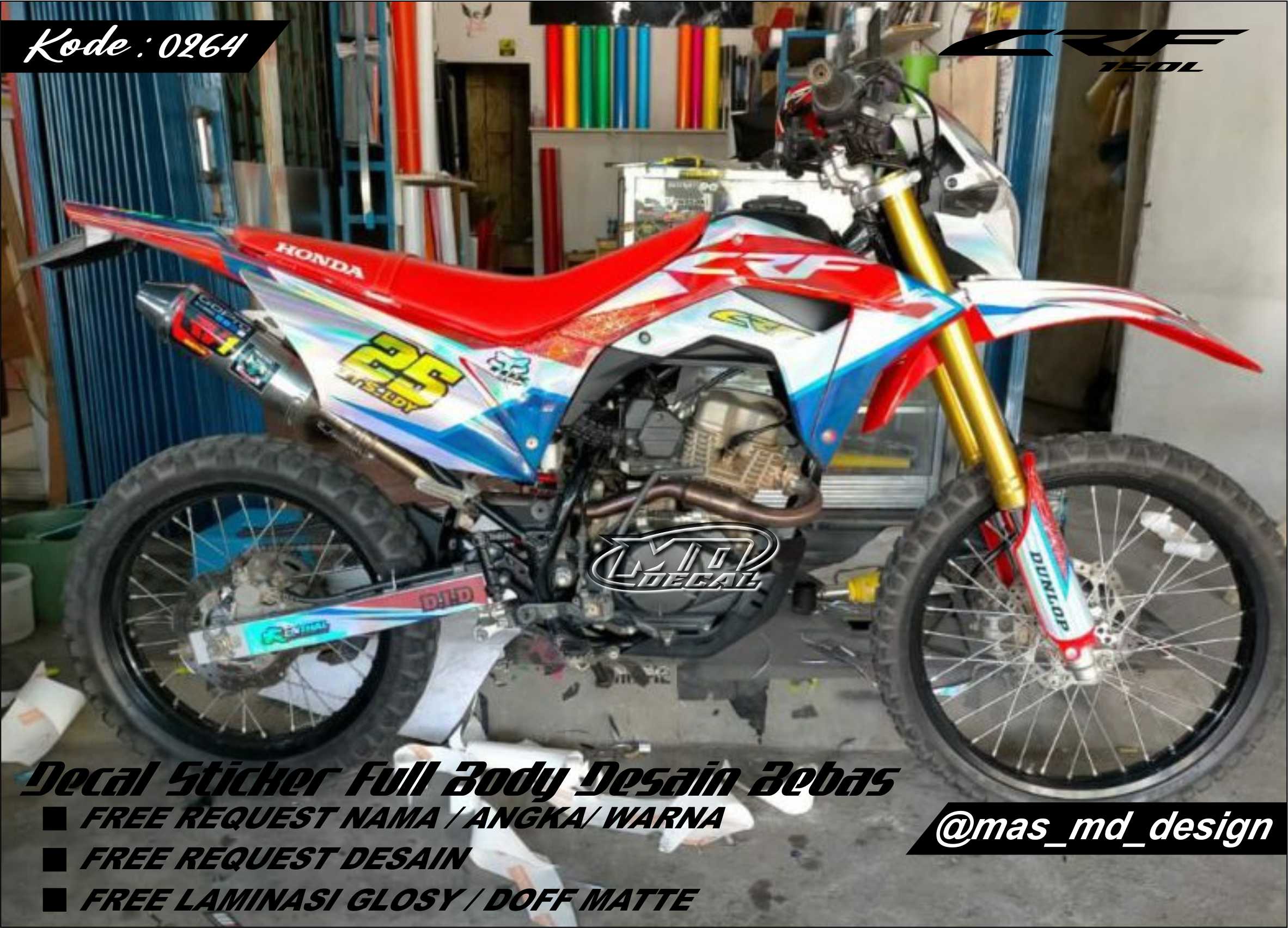 0264 DECAL CRF 150L PREMIUM HOLOGRAM - Stiker Variasi CRF 150 Hologram ...