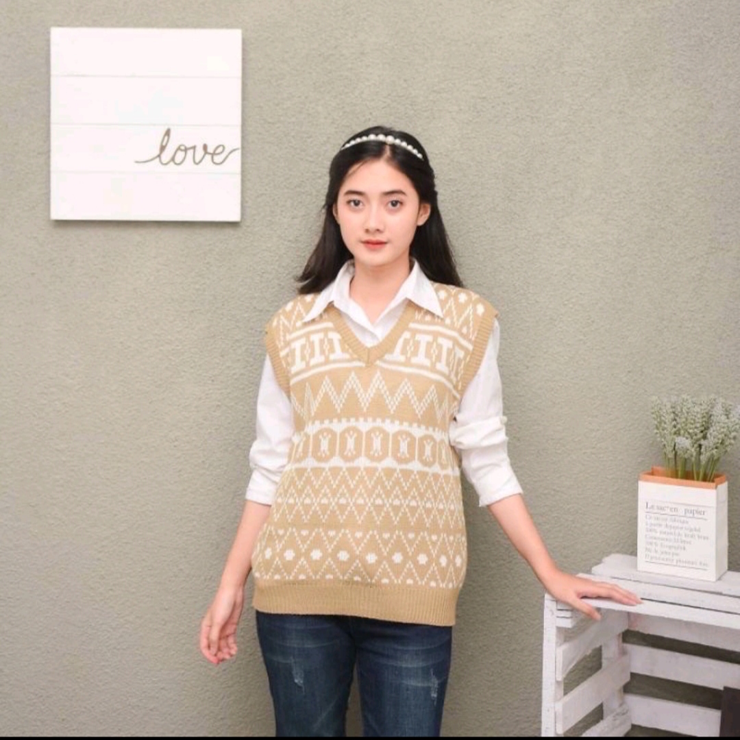 Rompi rajut wanita // Vest monaco // Motif Tribal korean style // Rompi ...