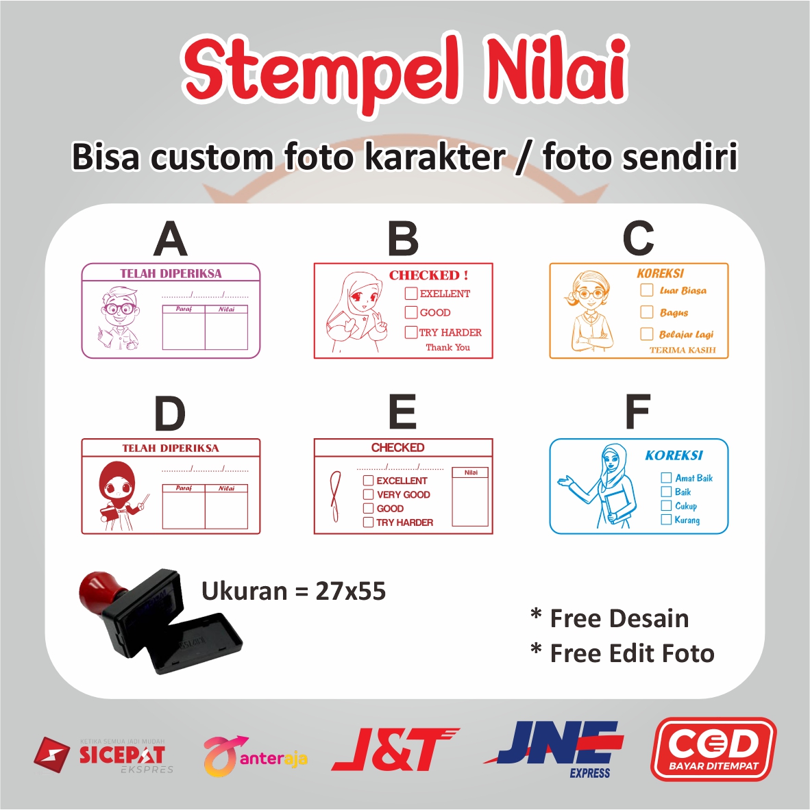 Stempel Nilai Guru Stempel Checked Stempel Reward BISA CUSTOM / Bisa ...