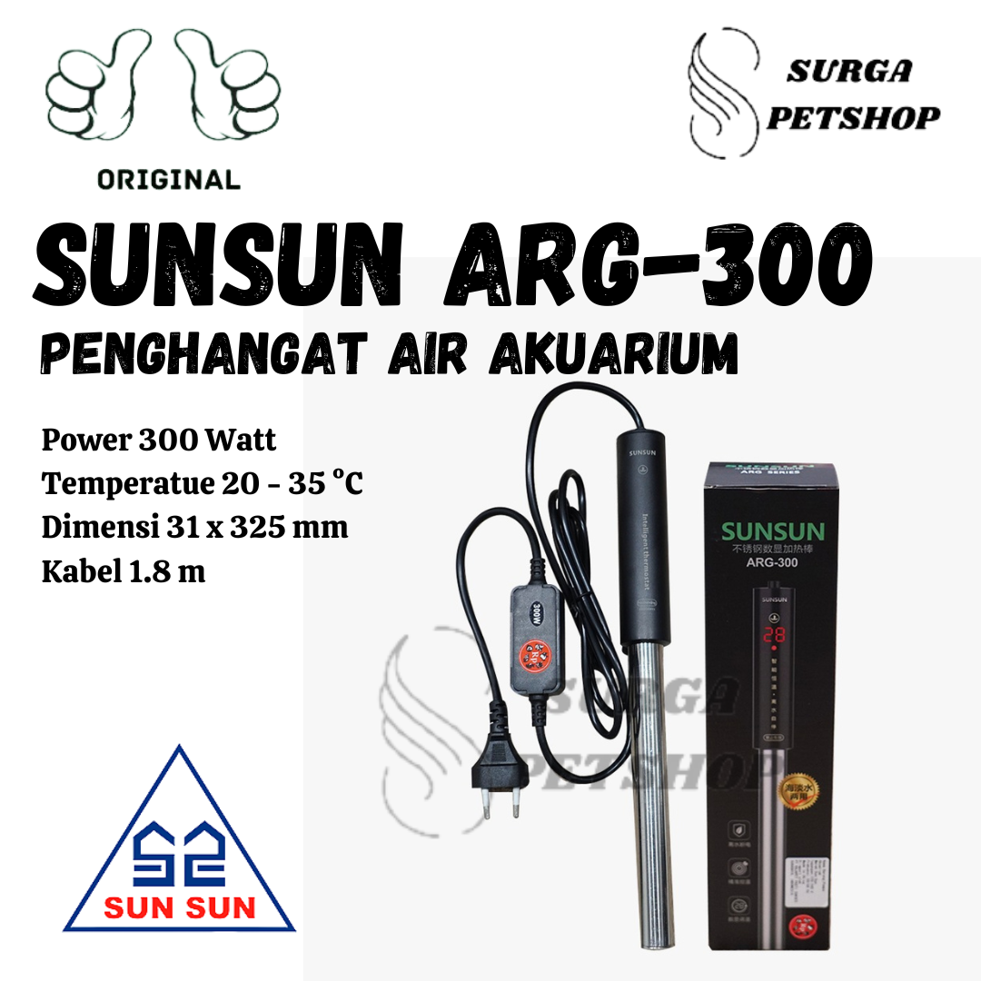SUNSUN ARG 300 Penghangat Air Akuarium Kolam Ikan ARG300 Water Heater ...