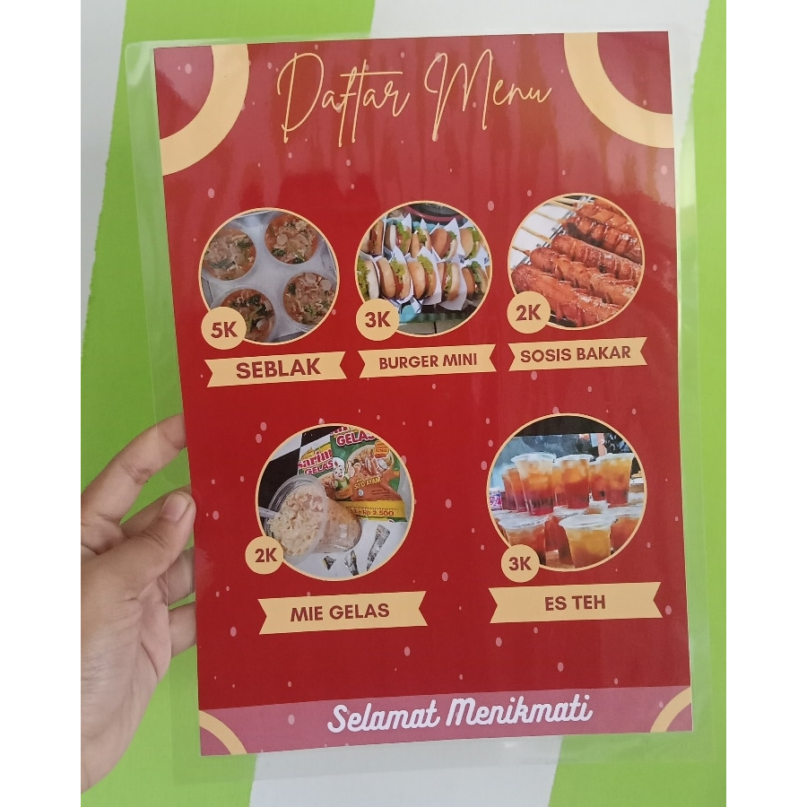 Cetak Menu Makanan/Minuman A4 Plus Laminating Murah (CUSTOM DESIGN ...