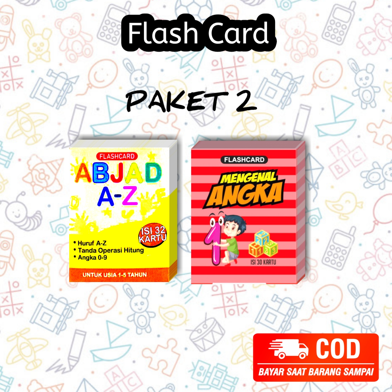 Paket 2 Flash Card / ABJAD & MENGENAL ANGKA / Mainan Edukasi Anak / BONA BOOK | Lazada Indonesia