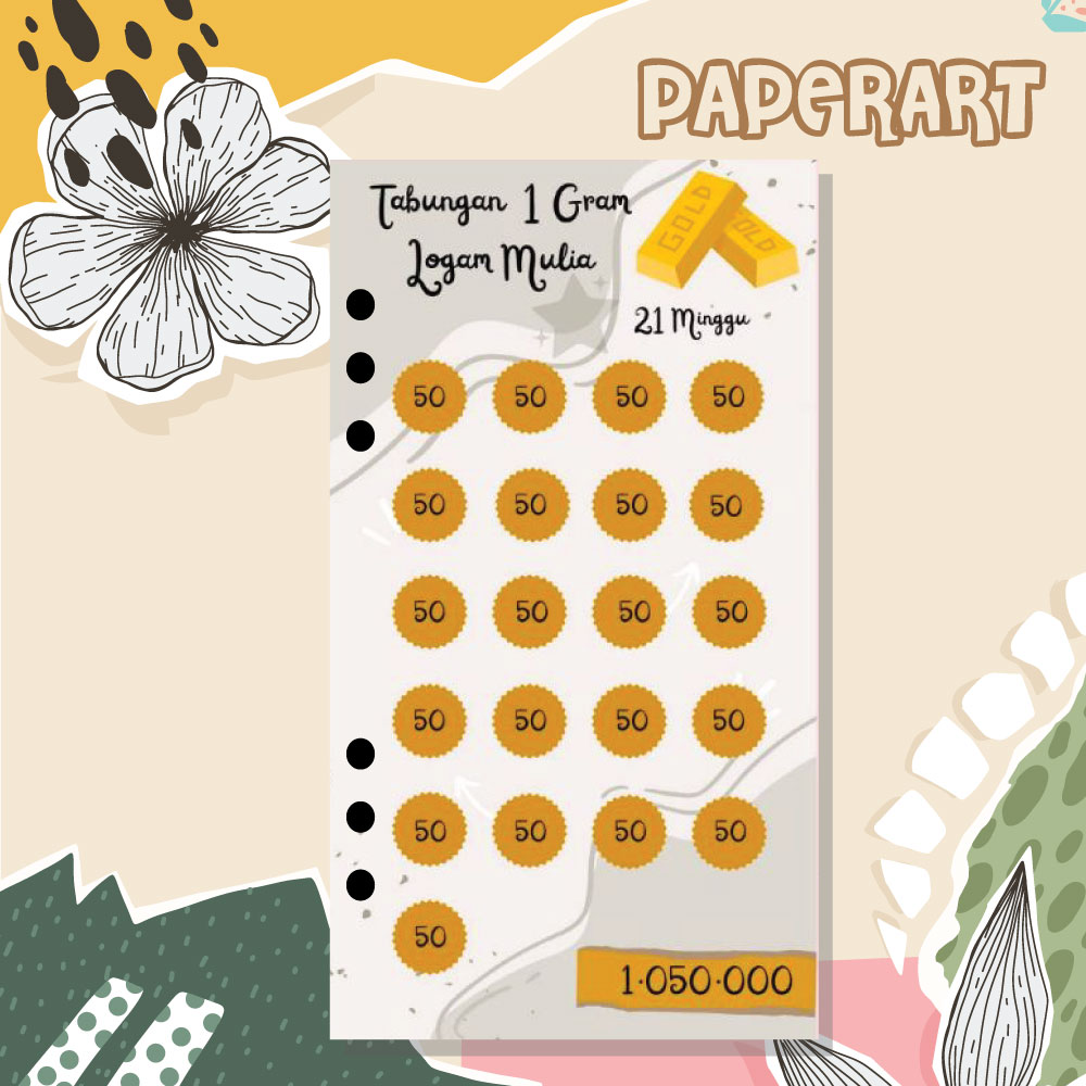 Kertas Isi Binder A6 Loose Leaf Sinking Funds Logam Mulia Emas 1 Gram ...