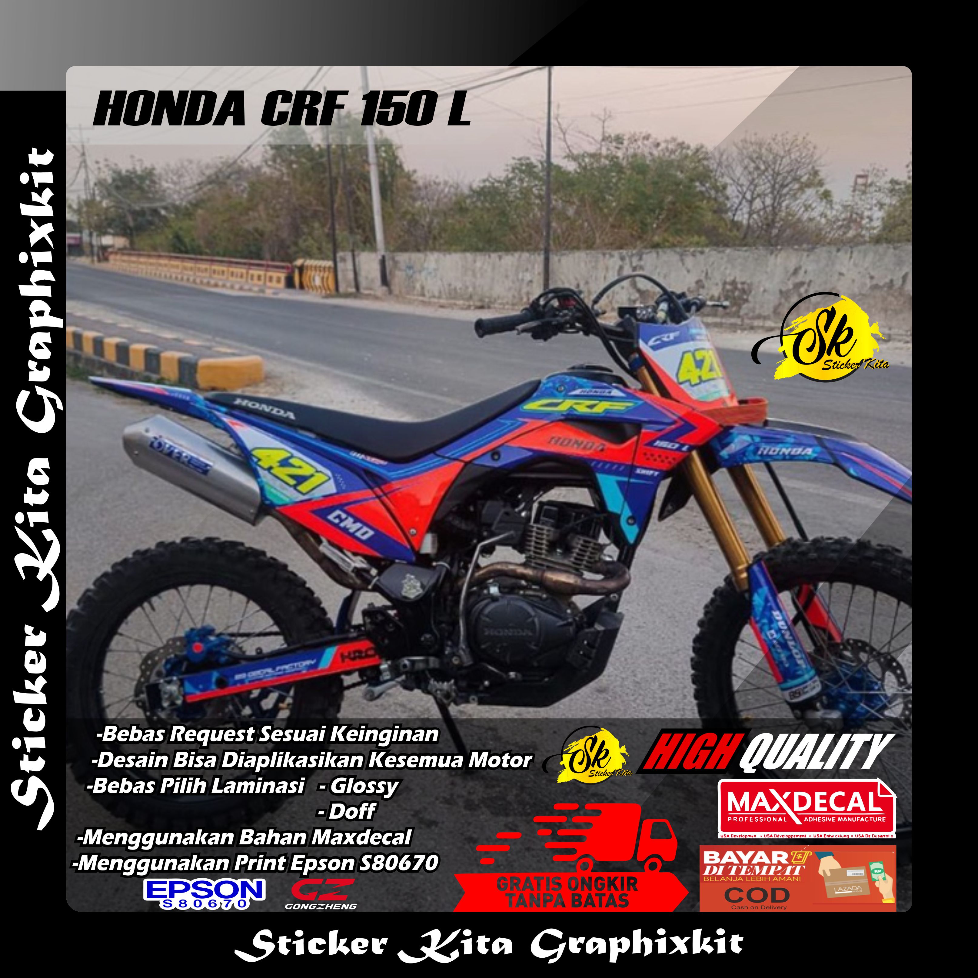 405 DECAL STICKER FULLBODY MOTOR CRF 150 l KOMBINASI NAMA DAN NOMOR ...