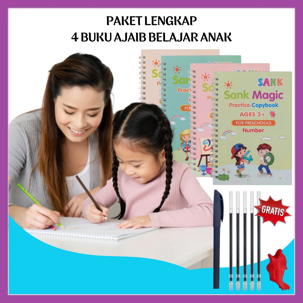 Buku Ajaib Edukasi Anak Belajar Menulis | Reusable Sank Magic Practice ...