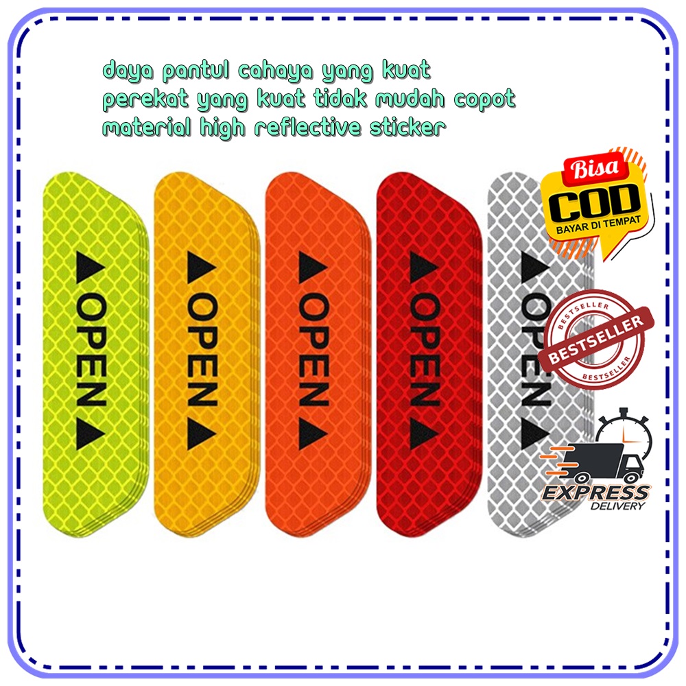 STICKER REFLECTOR PINTU MOBIL OPEN 4 PCS REFLECTIVE STICKER OPEN ...