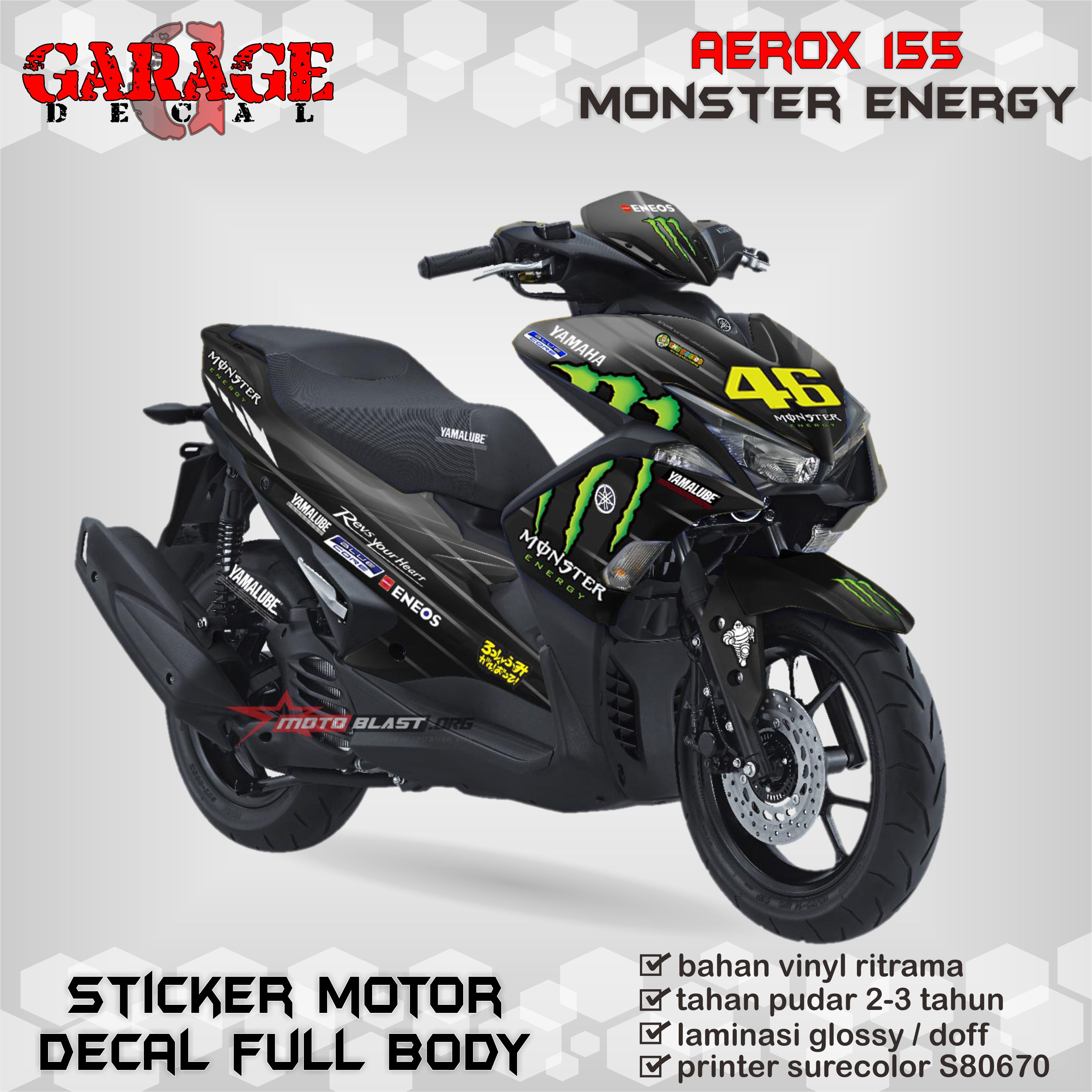 Decal Aerox 155 Old Full Body Sticker Aerox 155 Old Full Bodyy Monster ...