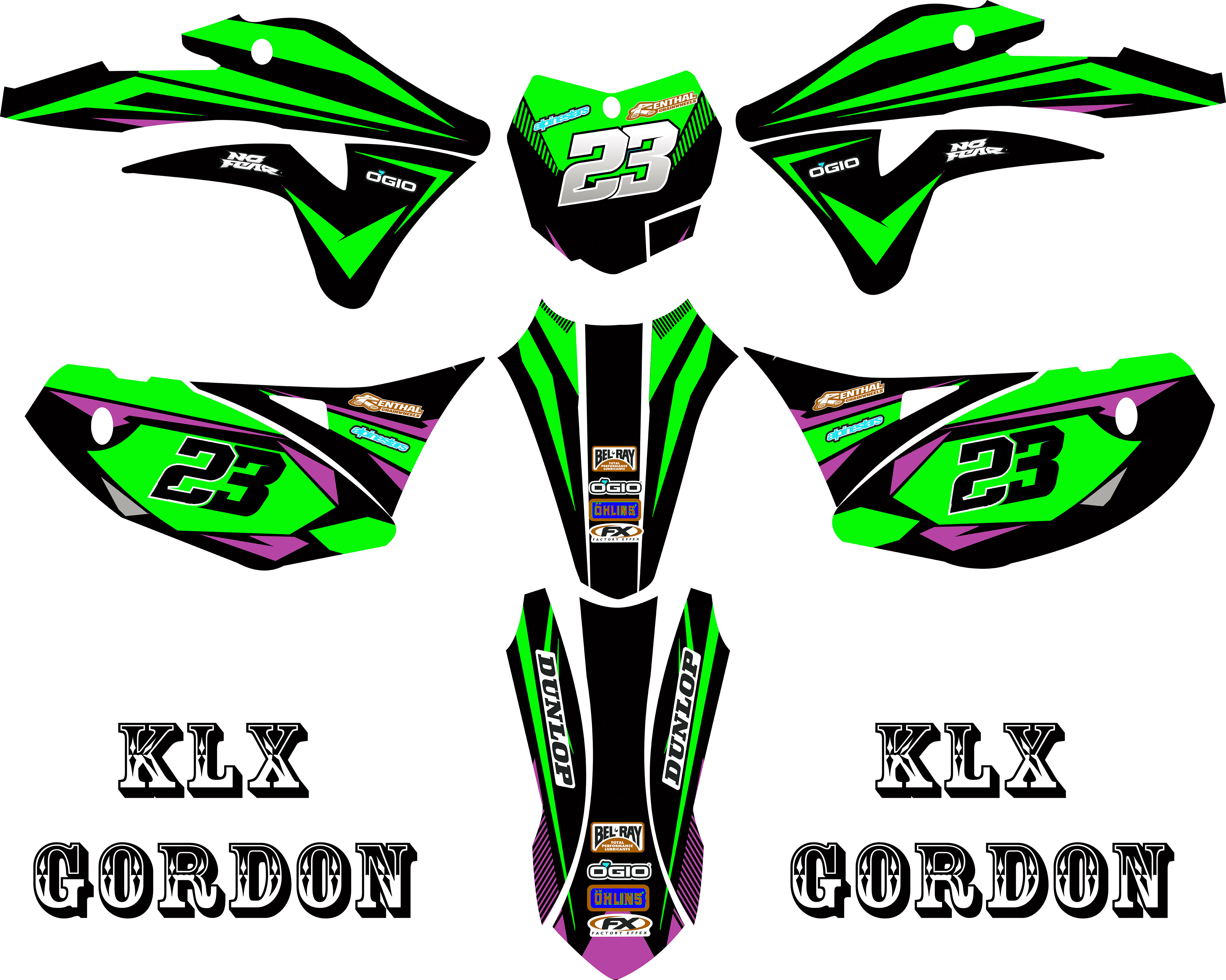 Stiker Motor Decal KLX Gordon Kawasaki Semua Warna Desain Gordon ...