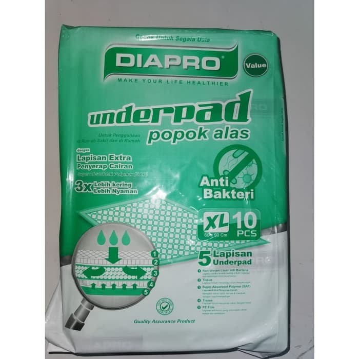 Underpad Diapro XL 60 x 90 Alas Perlak Under Pad Popok Ompol Isi 10 ...