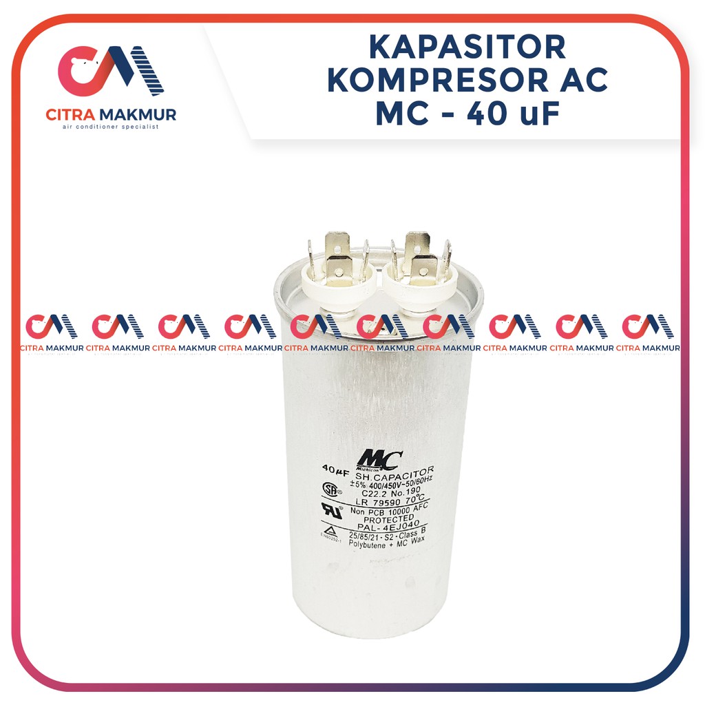 Kapasitor AC 40 uF MC Capasitor Outdoor Air Conditioner Kompresor ...