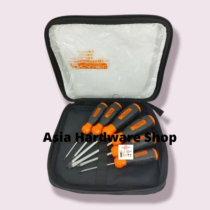 CAMEL Obeng Set 6 in 1 Obeng Set Kombinasi Plus Minus Magnet Gagang ...