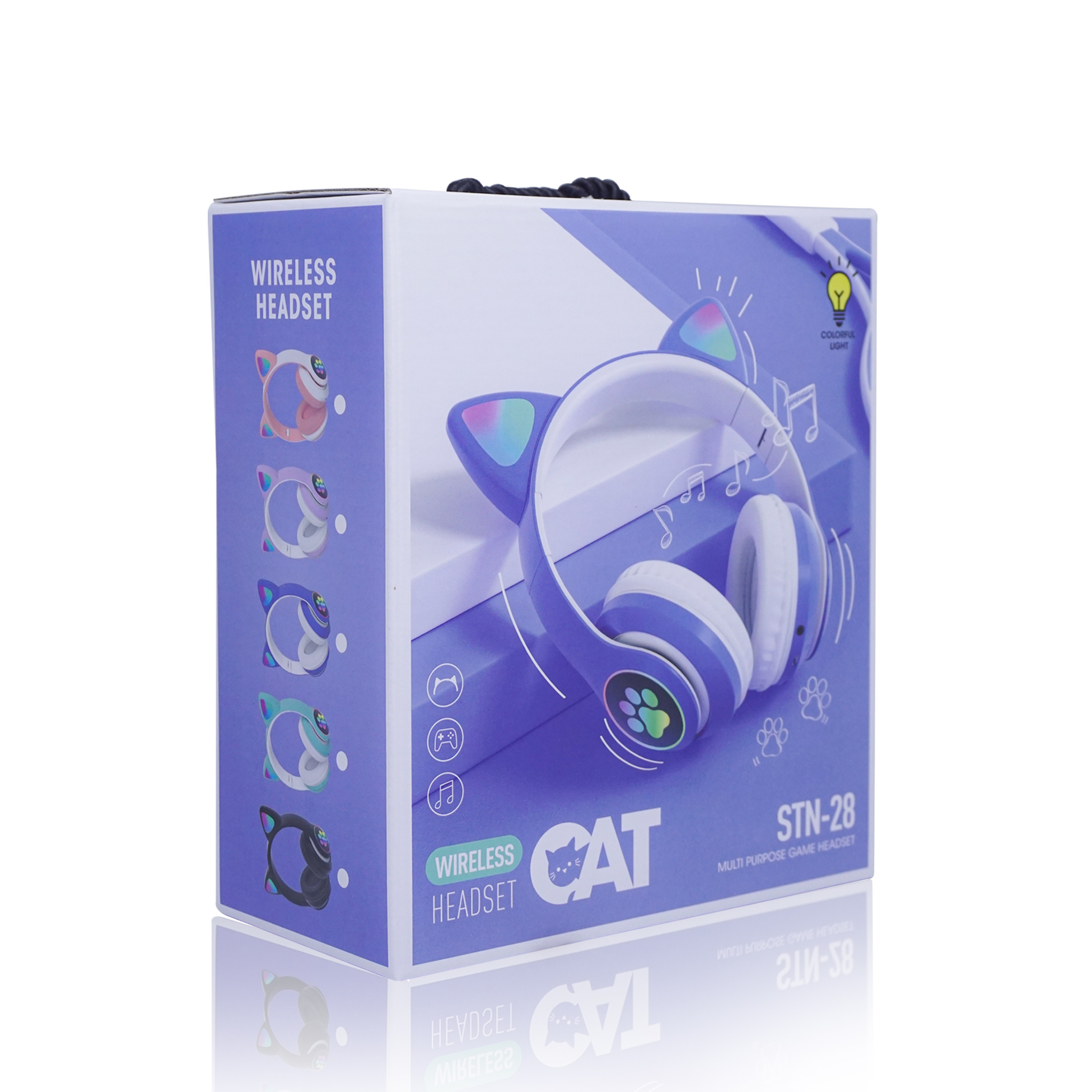 Headset Bando Motif Kucing LED Cat Ear Bluetooth With LED RGB Gaming ...