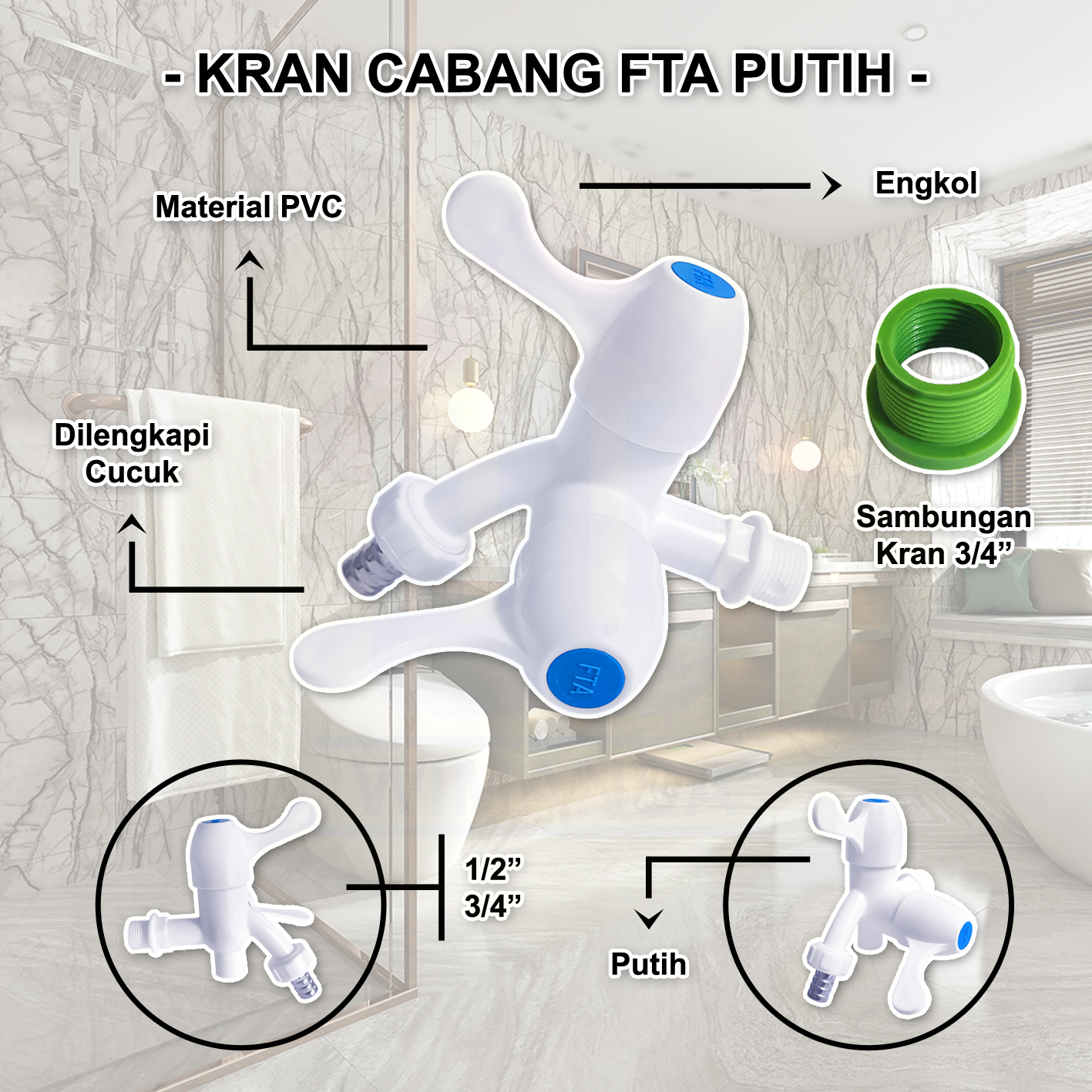 WMS-KRAN CABANG ENGKOL PVC PUTIH FTA - KRAN TAMAN | Lazada Indonesia