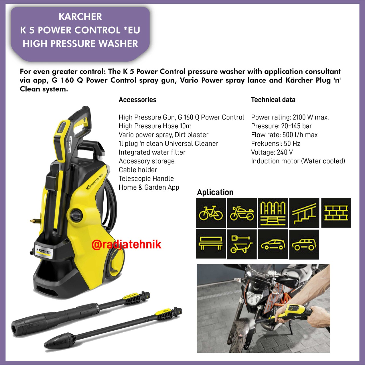 Karcher K 5 POWER CONTROL 2100 Watt 145 Bar | High Pressure Washer K5 ...
