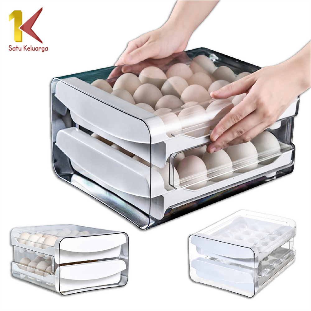 Satu Keluarga Rak Telur C268 Tempat Penyimpanan Telur 2 Tingkat / Kotak ...