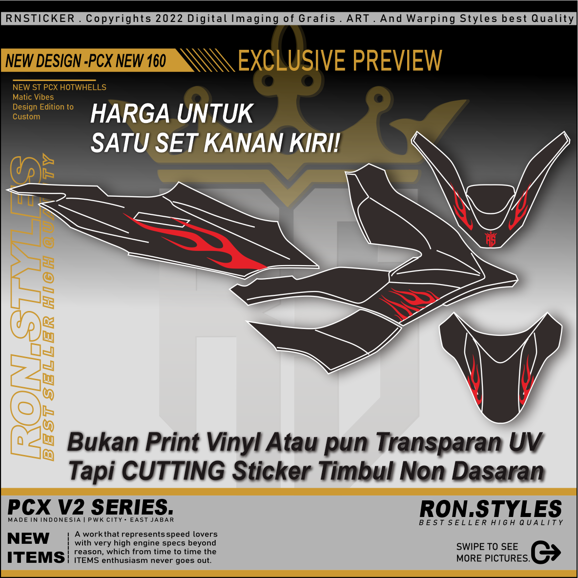 V2 CUTTING STICKER STRIPING PCX NEW 160 STRIPING VARIASI PCX API HOT ...